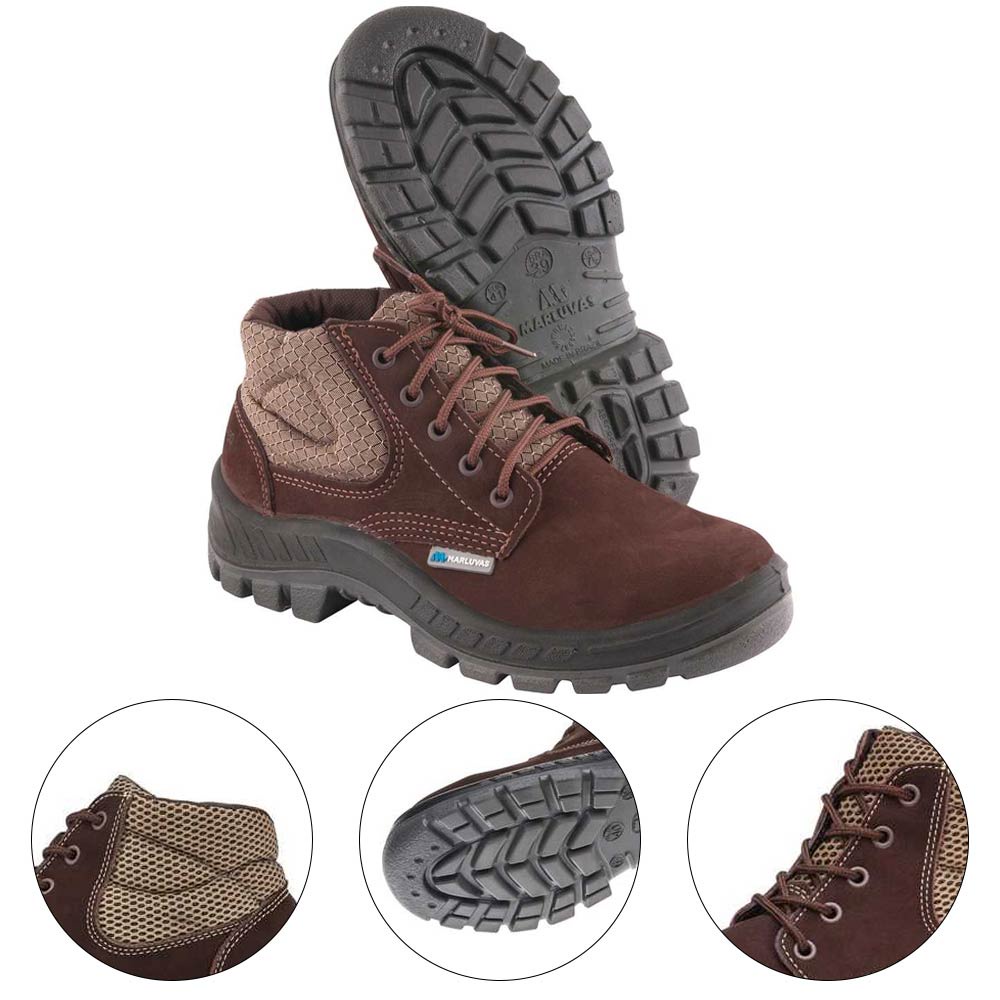 Bota Botina de Seguranca Nobuck Marrom 50b26 - Marluvas | Shopee Brasil