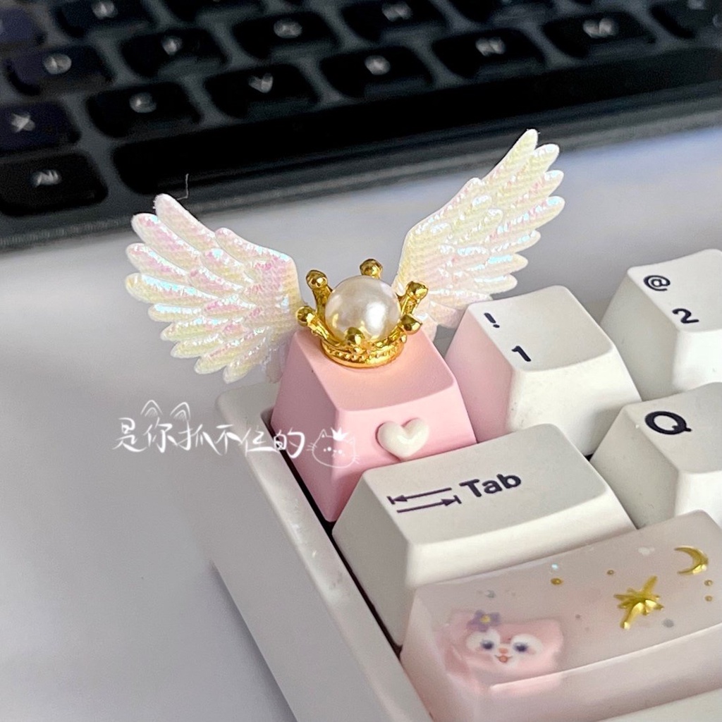 Chaveiro Original Asa de Anjo Keycap Bonita Cruz de Menina Eixo Teclado ...