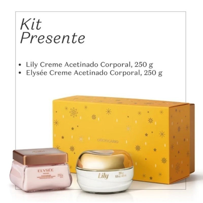 Kit Presente Acetinados Elysée + Lily 250g cada Boticário | Shopee Brasil