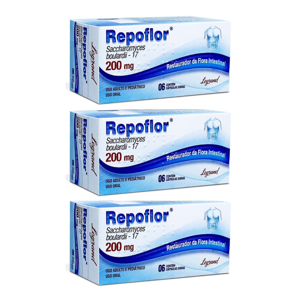 Kit 3x Repoflor 200 mg Com 6 Cápsulas Repositor de Flora Intestinal ...