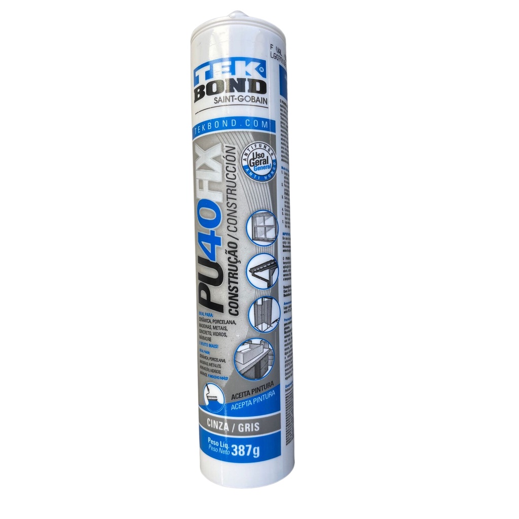 SILICONE PU40 FIX CINZA CARTUCHO 387G/280ML TEK BOND | Shopee Brasil