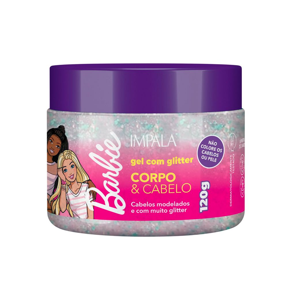 Gel com Glitter Infantil Impala Barbie Corpo & Cabelo 120g | Shopee Brasil