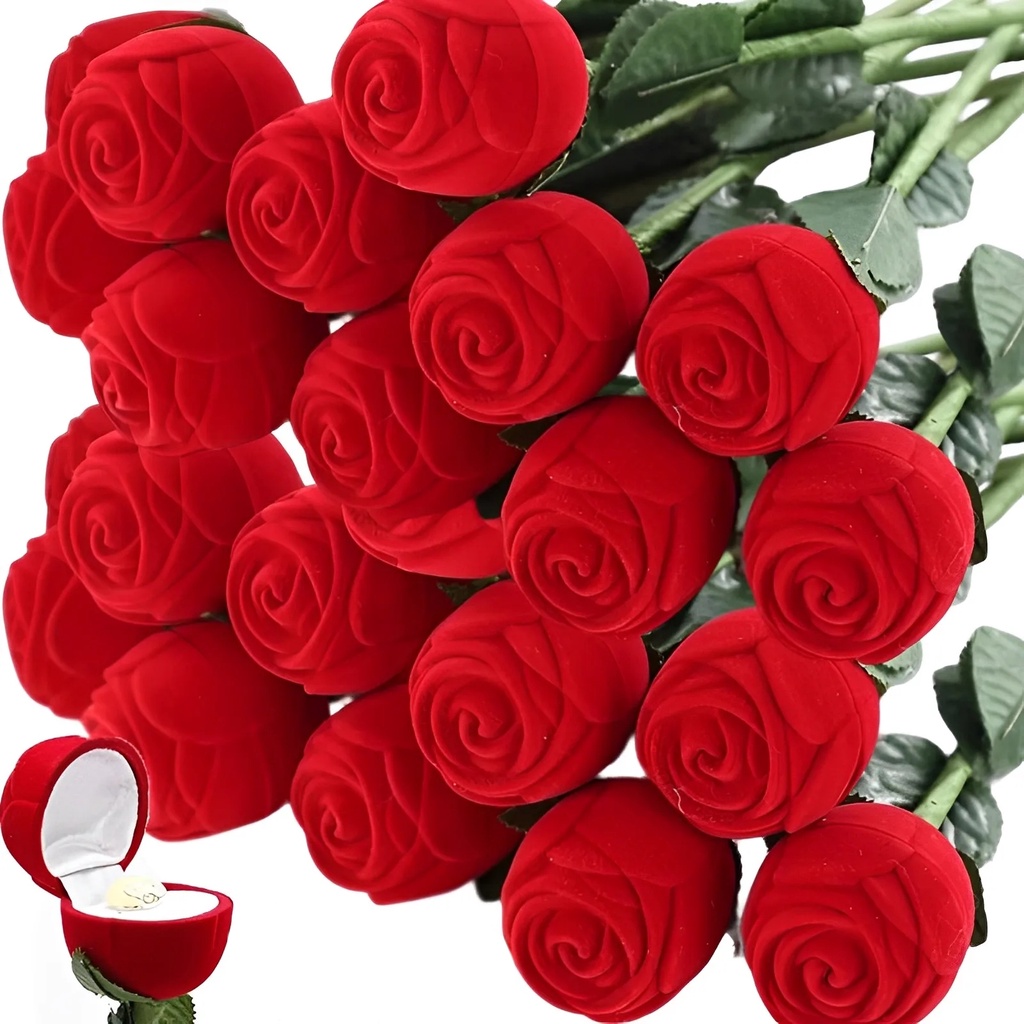 Caixa Romântica De Flores De Rosa Bouquet De Anel De Jóias Rosared ...