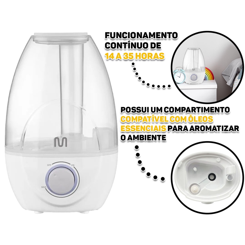 Umidificador de Ar Aromatizador 2,1 Litros Bivolt Silencioso Com ...