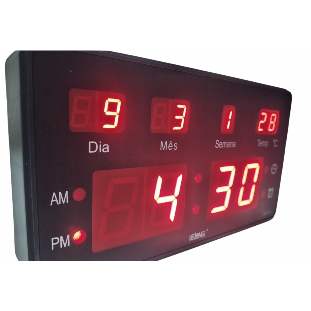 Relógio De Mesa E Parede Com Calendário Temp Am/pm Alarme | Shopee Brasil