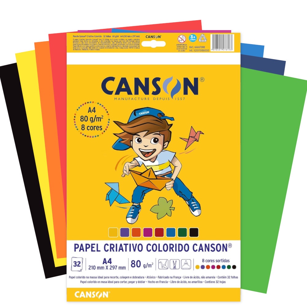 Bloco Papel Criativo A4 Canson 80g 8 Cores 32 Folhas | Shopee Brasil