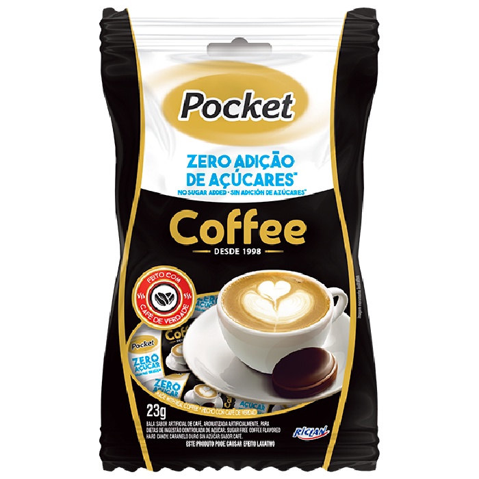 Bala Pocket Coffee Zero Açúcar Café Riclan Pacote 23g | Shopee Brasil