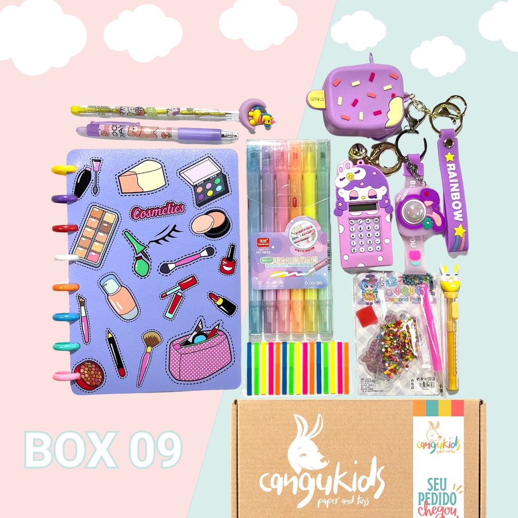 BOX M09 - 10 itens Papelaria fofa - itens Kawaii no Kit | Shopee Brasil