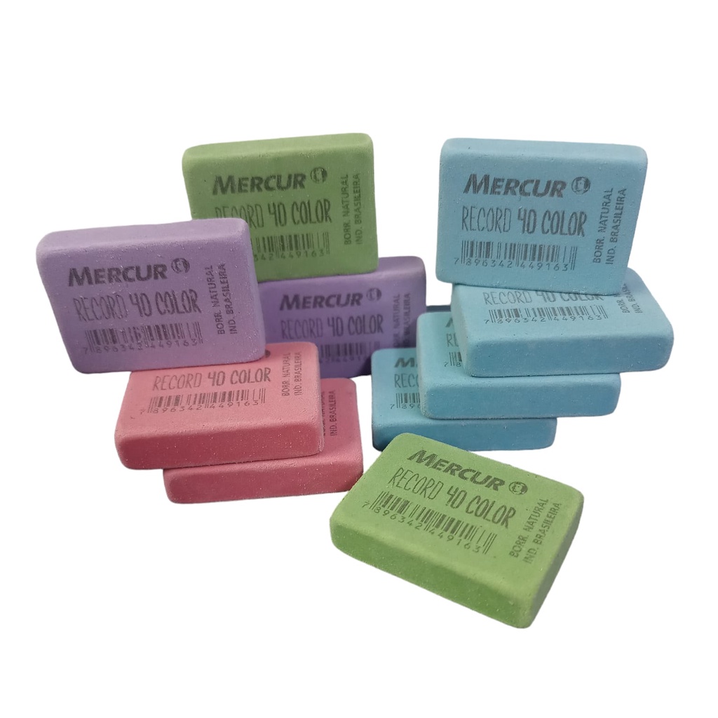 Kit 10 Borrachas De Apagar Record 40 Color Sortidas Mercur | Shopee Brasil