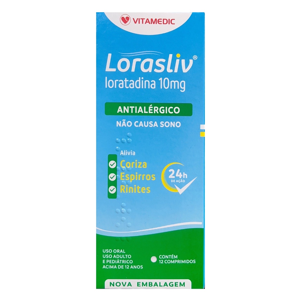 Lorasliv Loratadina 10mg Com 12 Comprimidos | Shopee Brasil