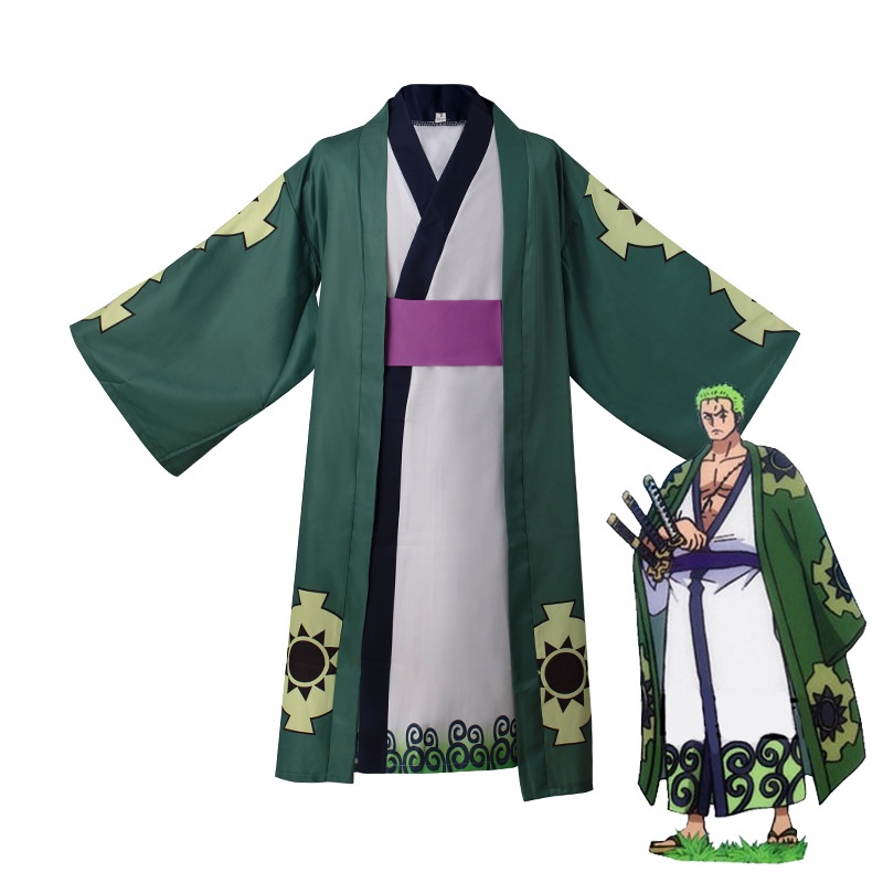 One Piece cos Vestuário Wano Country cos Zoro Juro Yukata Kimono estilo ...
