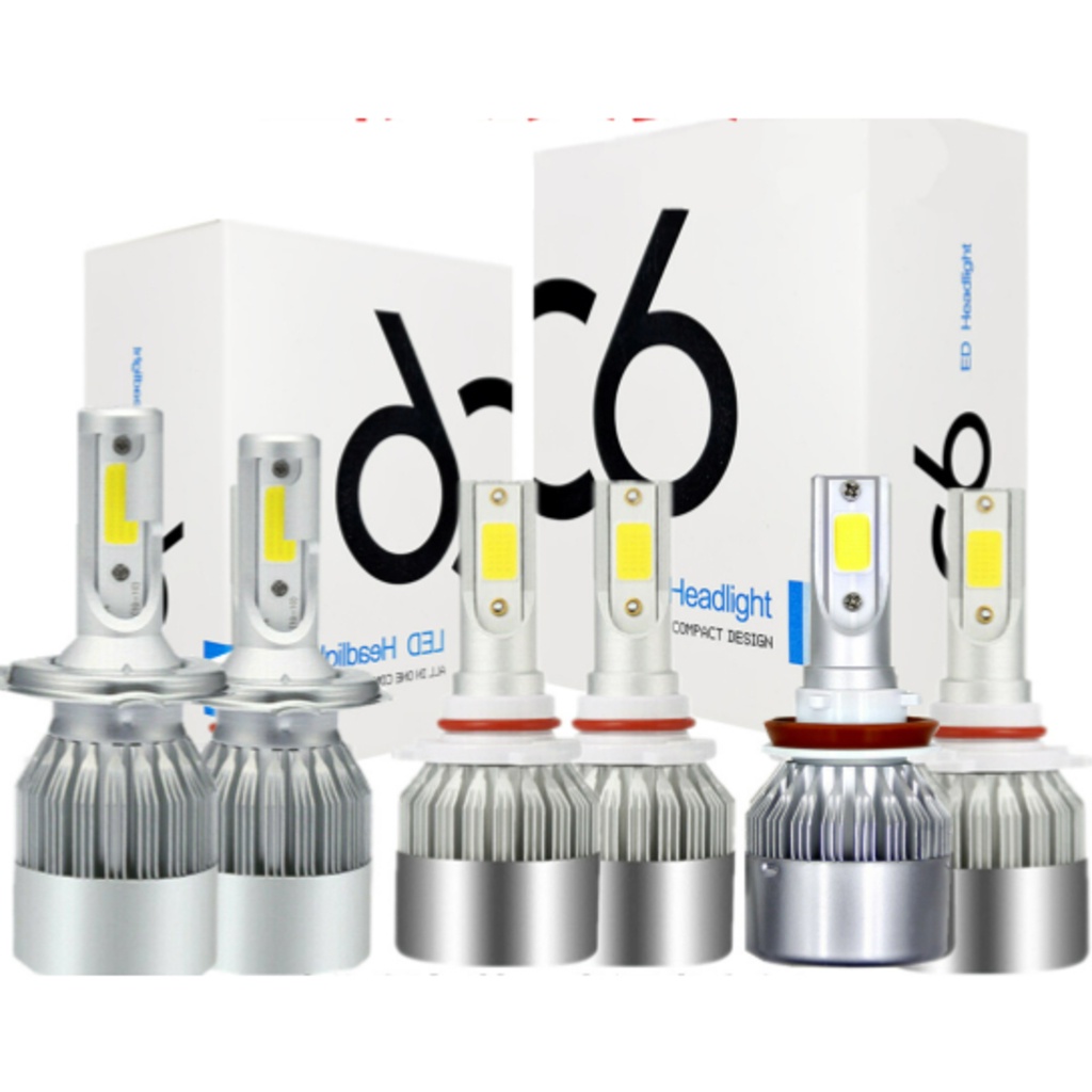 Par de Lâmpadas C6 Super Led 6000K H4 H7 H11 H27 HB1 HB3 HB4 12V a 24V | Shopee Brasil