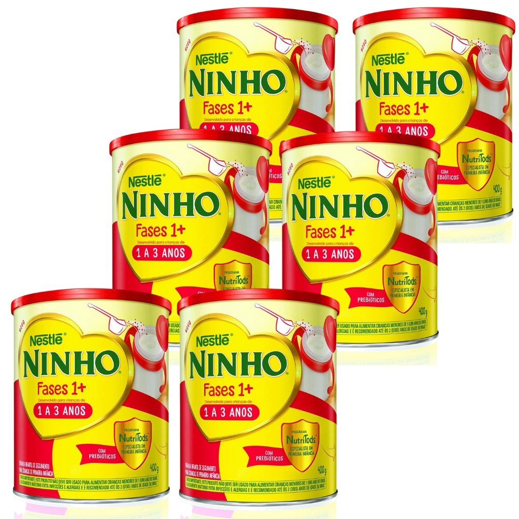 Kit com 6 Ninho Fases 1+ Fórmula infantil 400g | Shopee Brasil