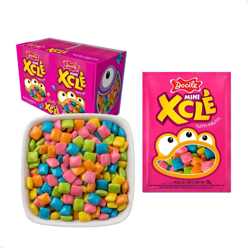 Chicletes Mini Xclé Tutti Frutti 11g C/24 Unidades Docile | Shopee Brasil