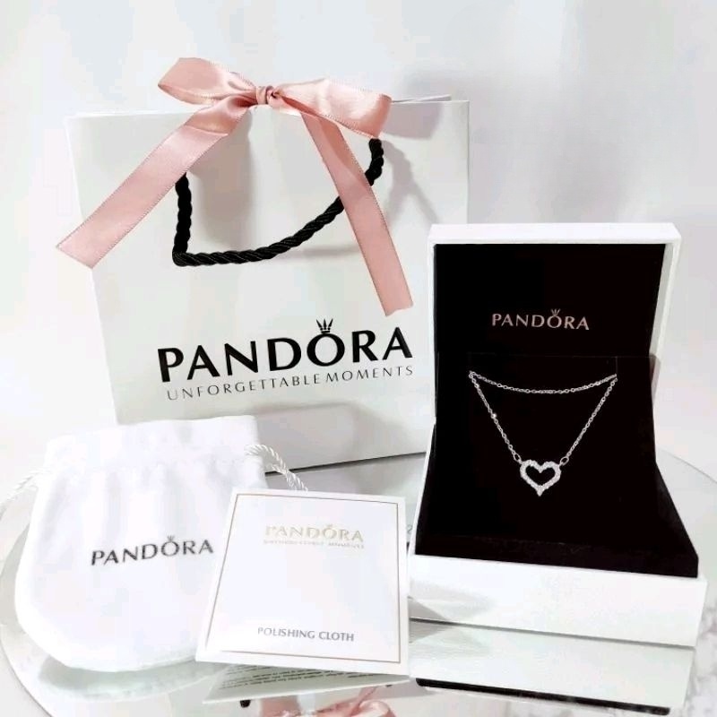 Estoque ! De Colar De Prata Com Coração De Cristal Pandora Para ...