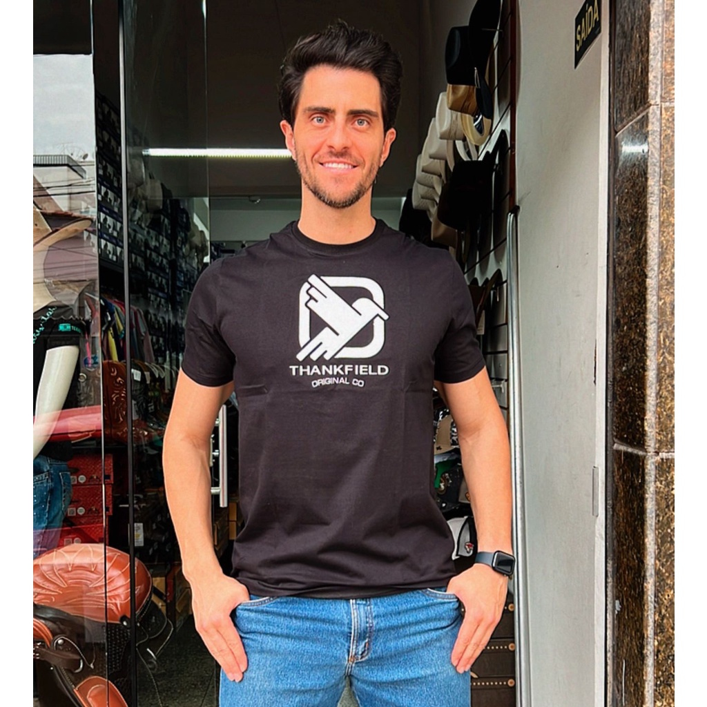 CAMISA MASCULINA THANKFIELD PRETA SILKADA BRANCA FRONTAL | Shopee Brasil