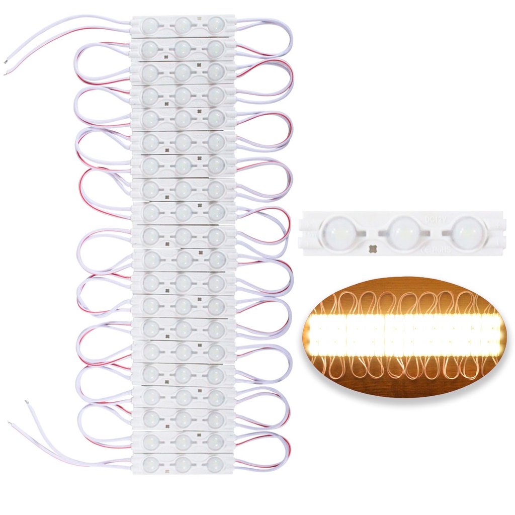 MÓDULOS DE LED 3 LEDS BRANCO QUENTE 7025 12V 1,5W | Shopee Brasil