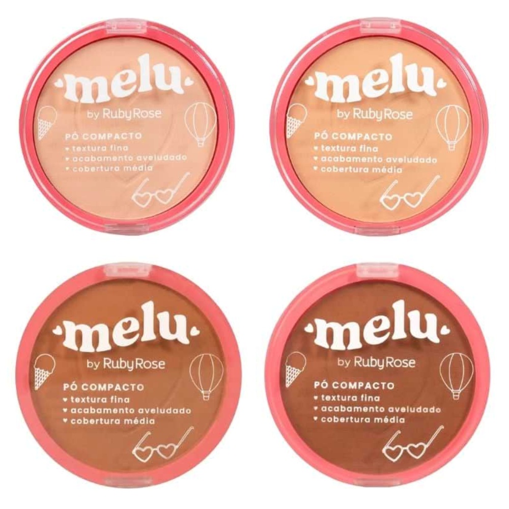 Pó Compacto Facial Melu By Ruby Rose Média Cobertura Aveludado Textura Fina 10g | Shopee Brasil