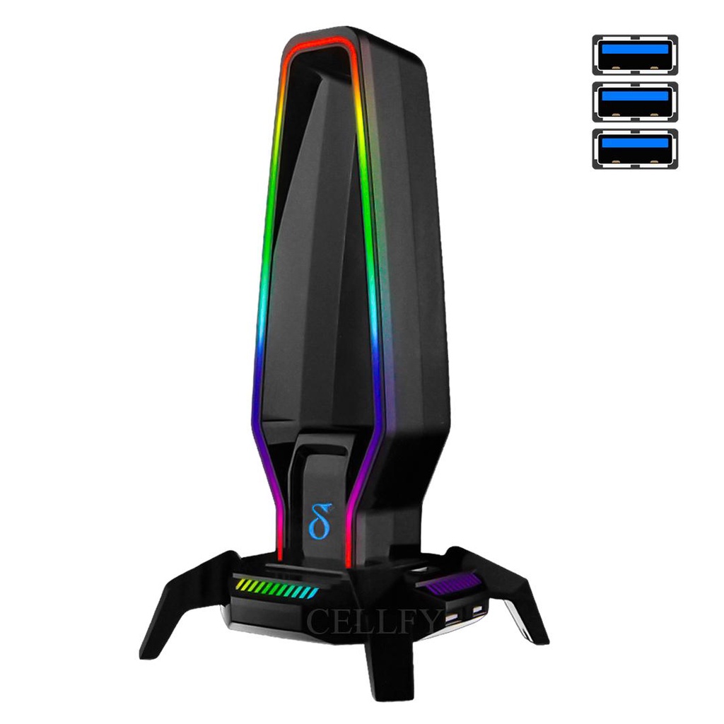 Suporte Fone de Ouvido Gamer Headset RGB c/ Hub USB 3.0 | Shopee Brasil