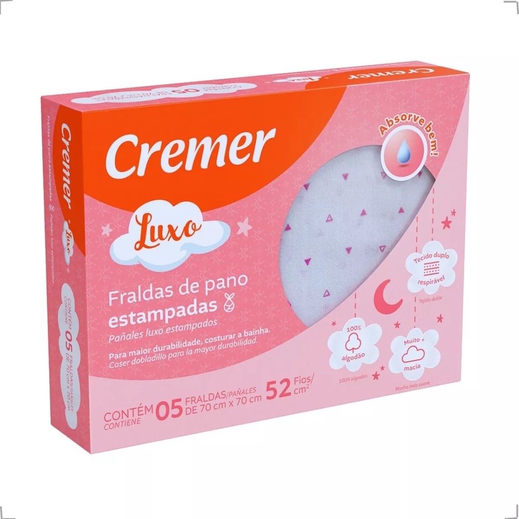 Fralda De Pano Cremer Luxo Estampada Menina 100% Algodão - Faz a Boa!