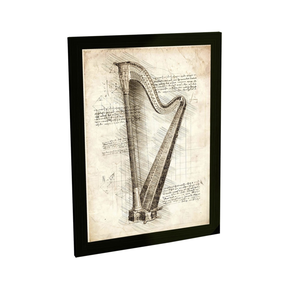 Quadro Decorativo A3 Arpa Instrumento Musical Projeto Patente | Shopee ...