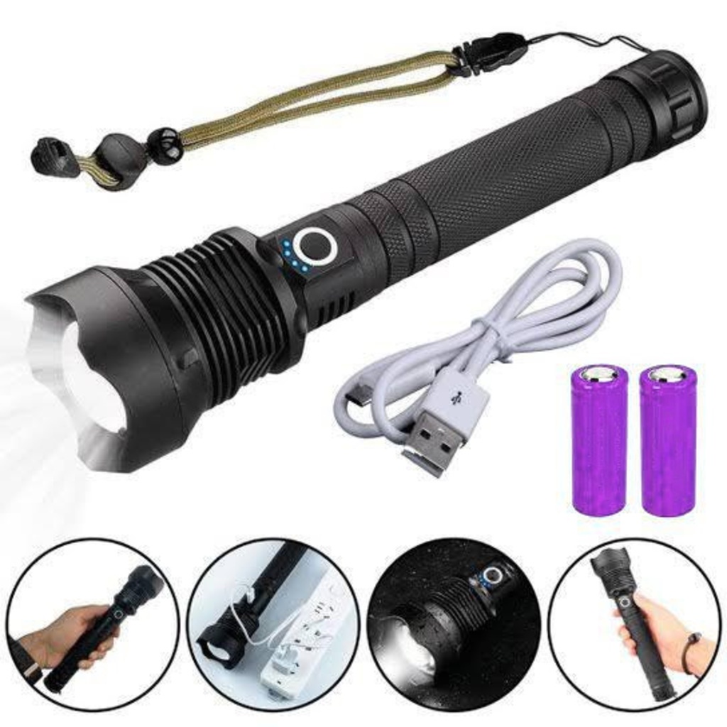 Lanterna tática led super potente P50 mais forte do mercado recarregável zoom bateria T9 ...