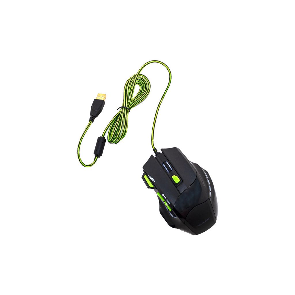 Mouse Gamer Multilaser MO208 com Fio 2400 DPI QuickFire Preto e Verde | Shopee Brasil