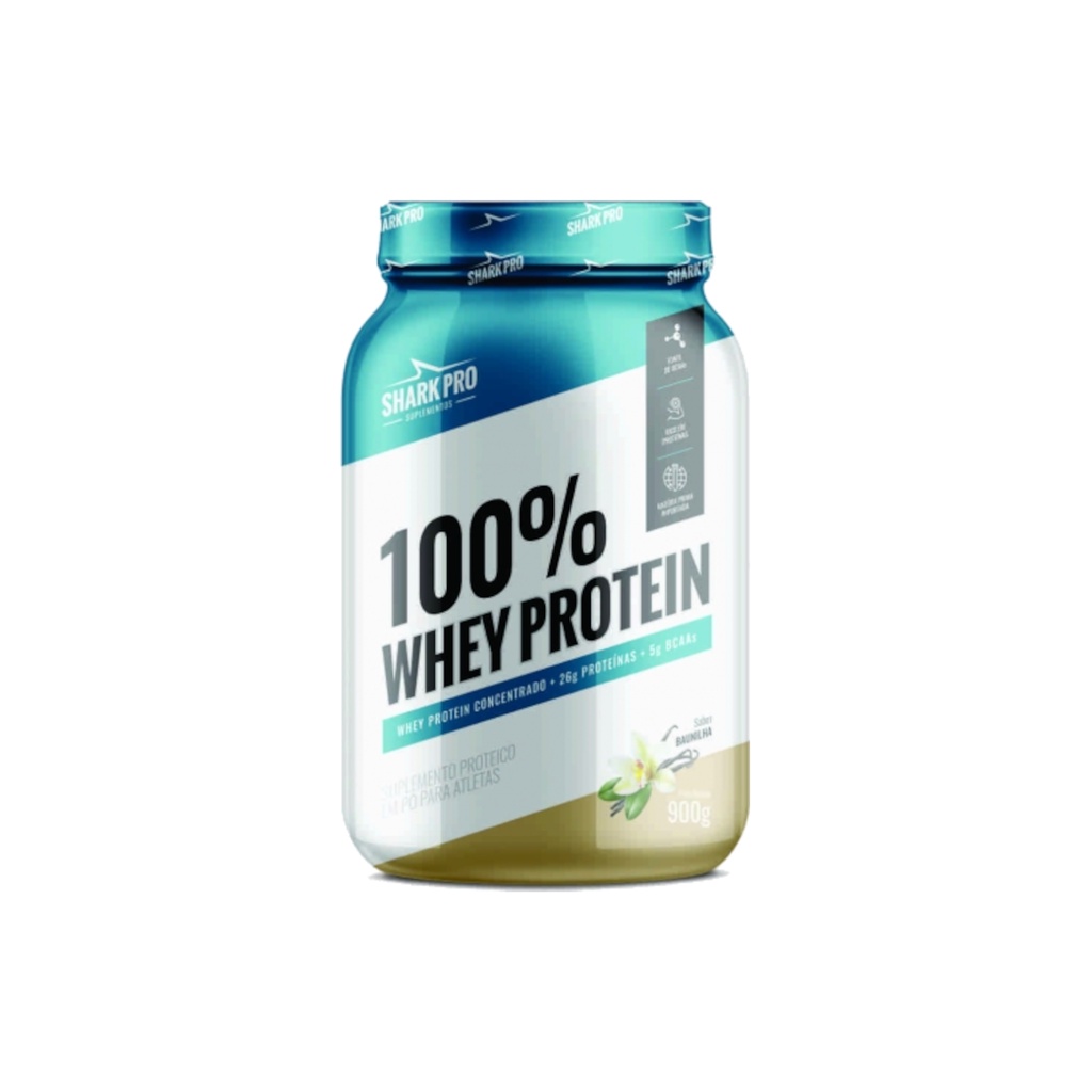 Shark Pro Whey Protein 100% Concentrado Baunilha 900g | Shopee Brasil