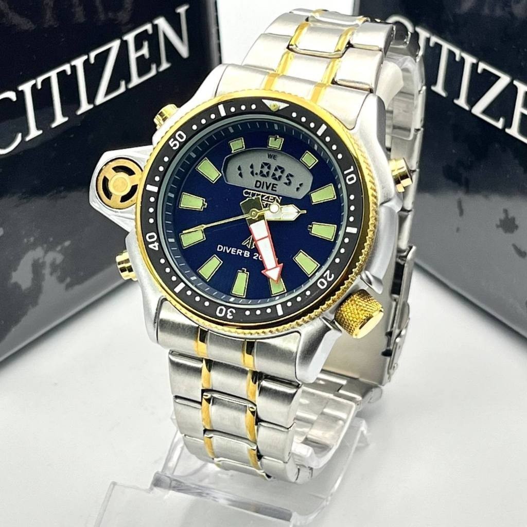 Relógio Masculino Citizen Aqualand Serie Ouro Funcional | Shopee Brasil