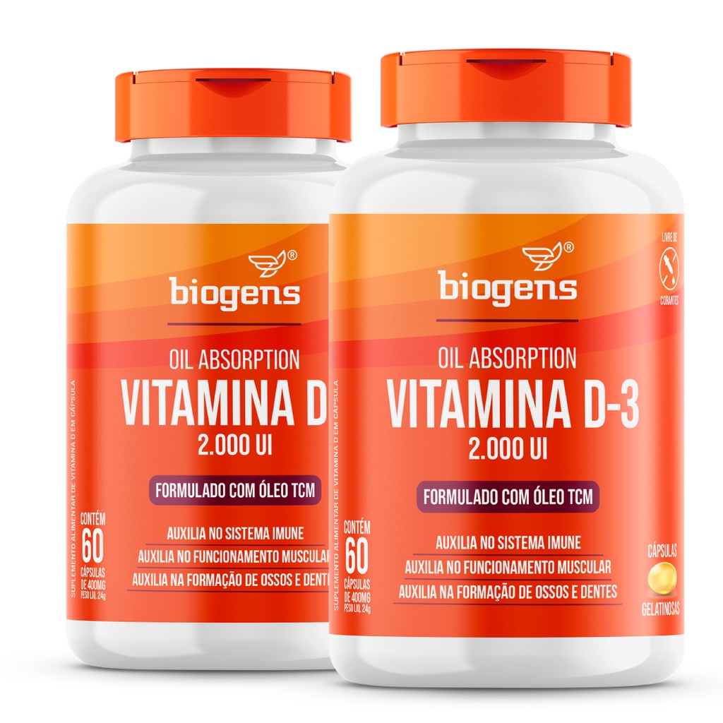 BIOGENS KIT 2X ULTRA VITAMINA D3 2000UI 60 CAPS (MCT) | Shopee Brasil