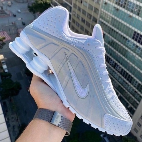 Novo Tenis Nk R4 4 MOLAS Masculino Branco/Cinza Confontavel Levinho ...