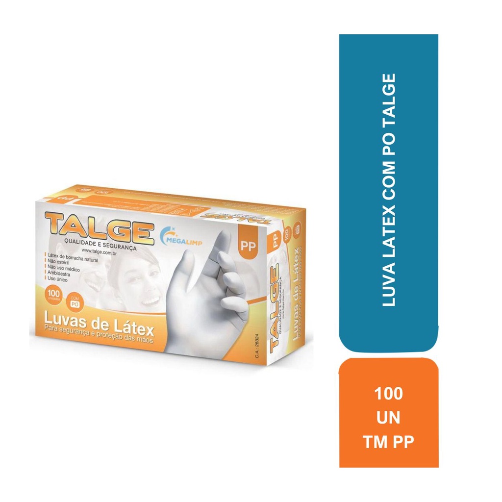 LUVA LATEX 100UN COM PO TM PP TALGE COD 80592 | Shopee Brasil