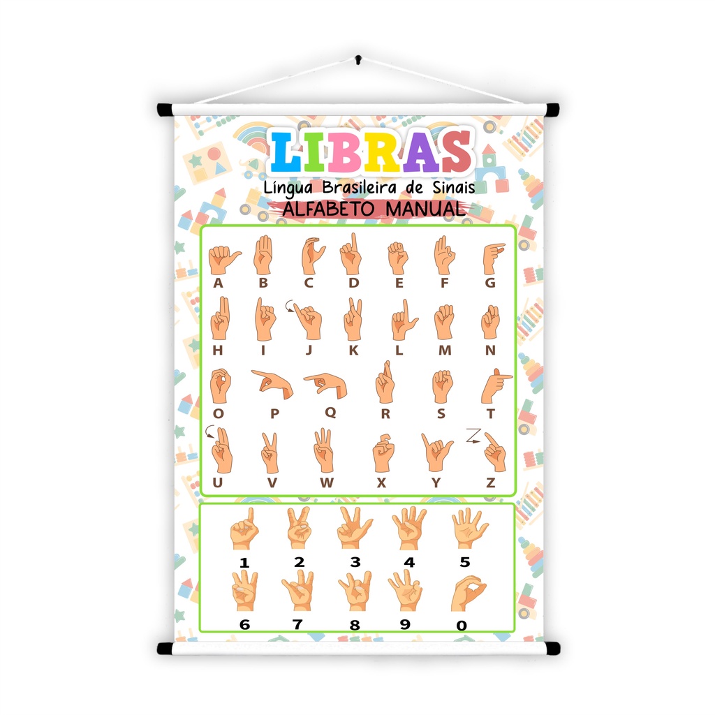 Banner de Lona Educativo Libras Língua de Sinais Alfabeto Manual e ...