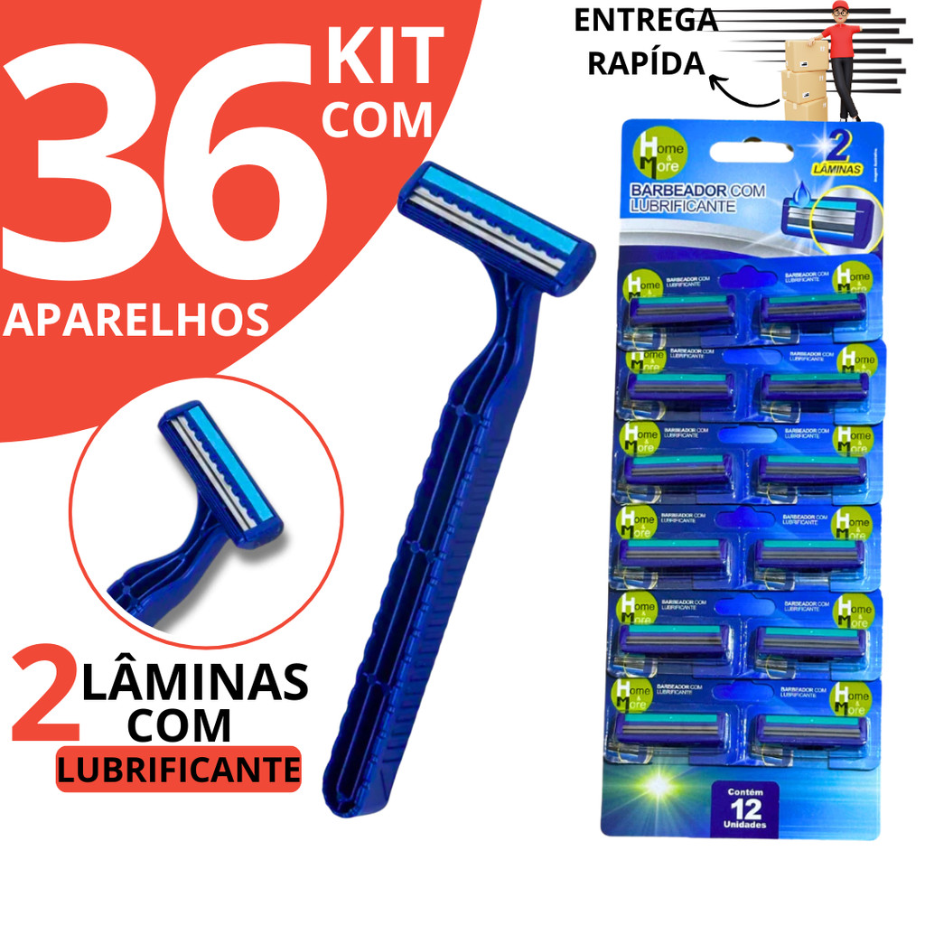 Prestobarba Aparelho de Barbear 2 Lâminas Com Fita Lubrificante Kit Com ...