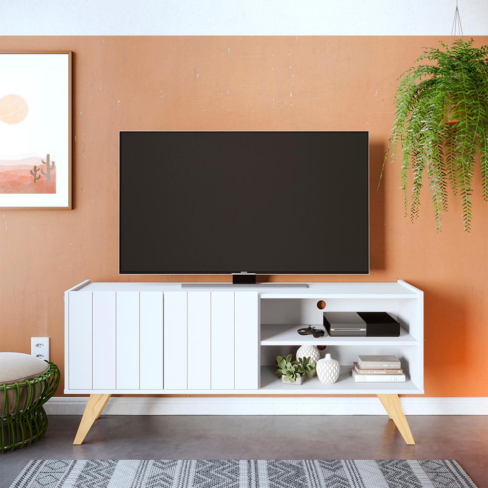 Rack para TV até 50" Space Moov Branco Fosco | Shopee Brasil