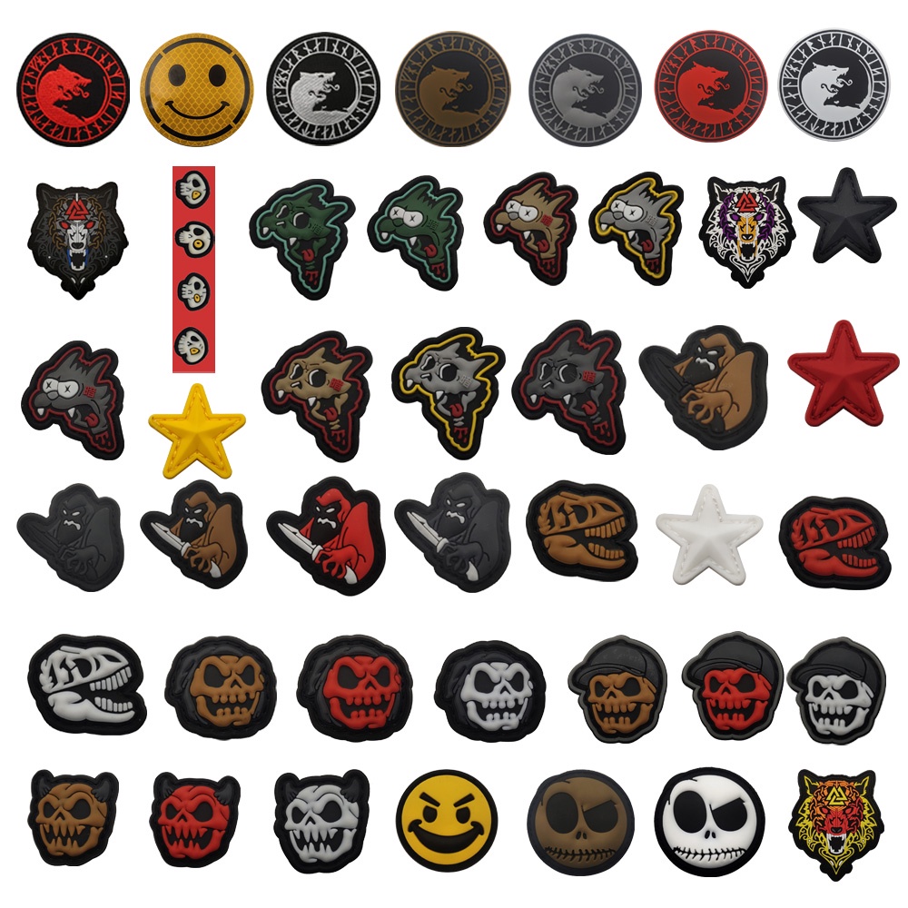 Patch de Velcro para Exterior Tridimensional PVC Tridimensional Silicone Smiley Badge Vermelho ...