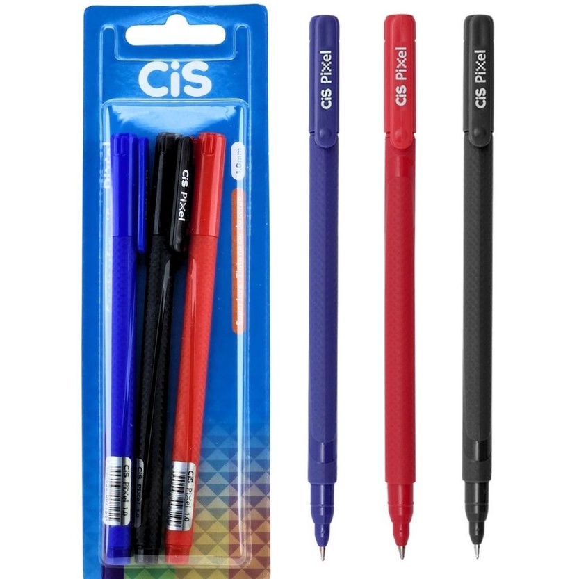 Caneta Esferográfica Cis Pixel - 1.0 mm - Kit 3 Cores | Shopee Brasil