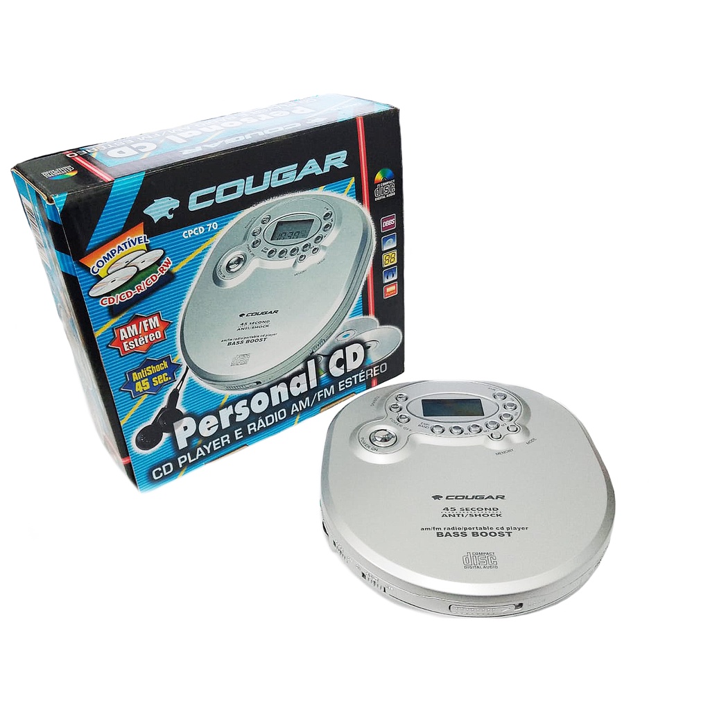 Discman Cd Player e Radio Am/Fm Portátil Cougar Novo | Shopee Brasil