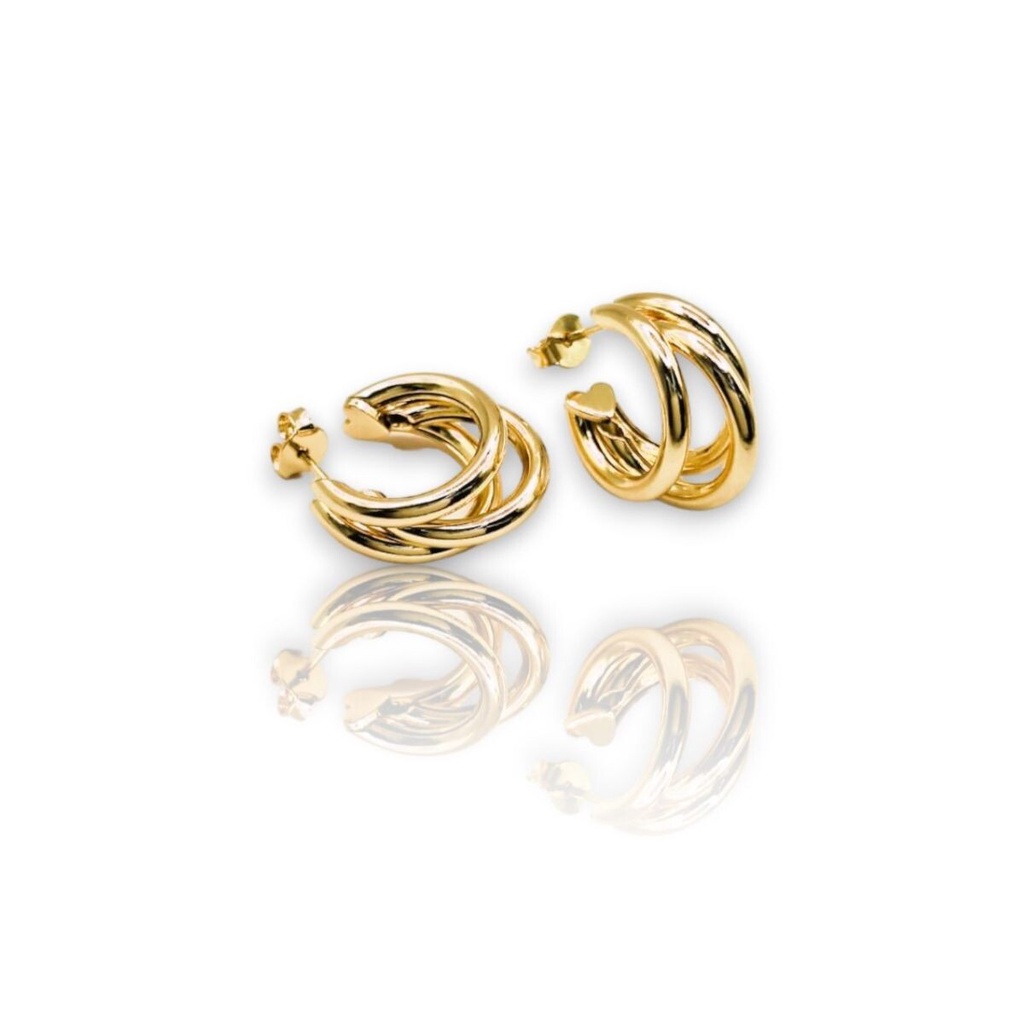 Argola Tubo 3 Fios Média Banhado a Ouro 18k | Shopee Brasil
