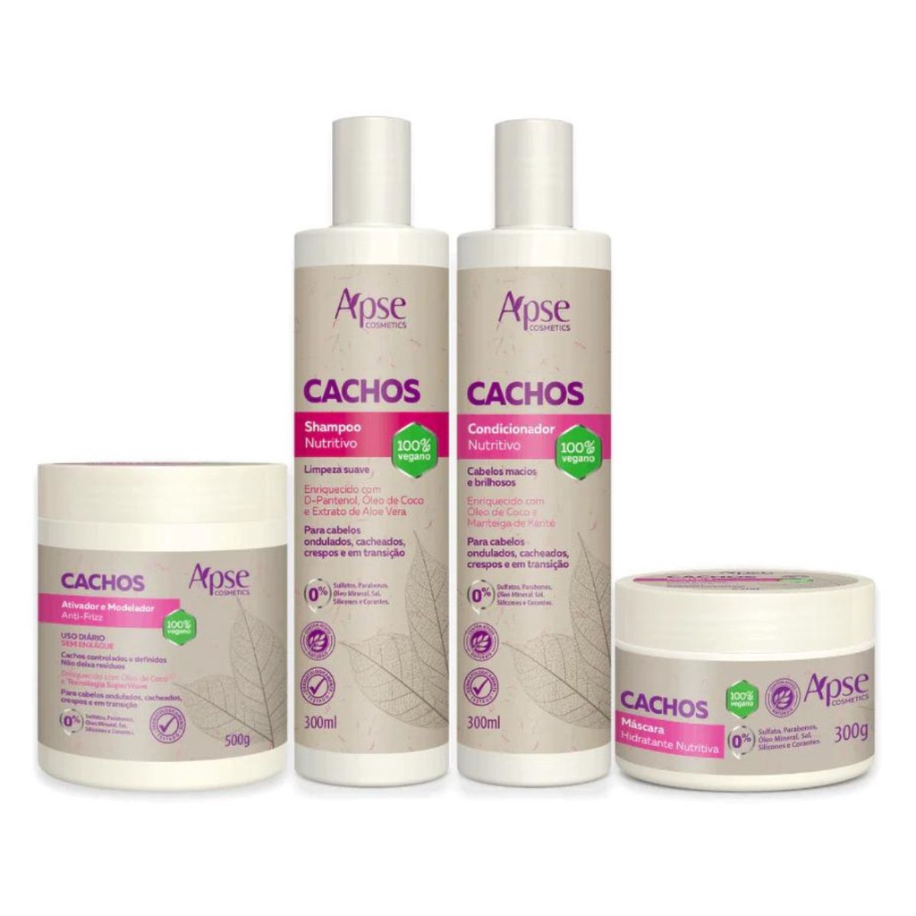 Kit Cachos Apse Shampoo, Condicionador, Mascara e Ativador | Shopee Brasil