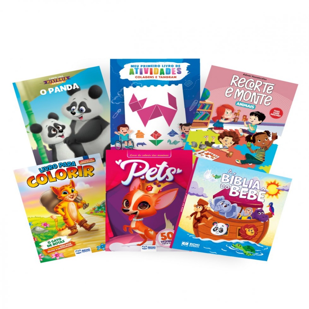 KIT LER E COLORIR 6 EM 1 - Leitura - Colorir - Atividades - Recortar e ...