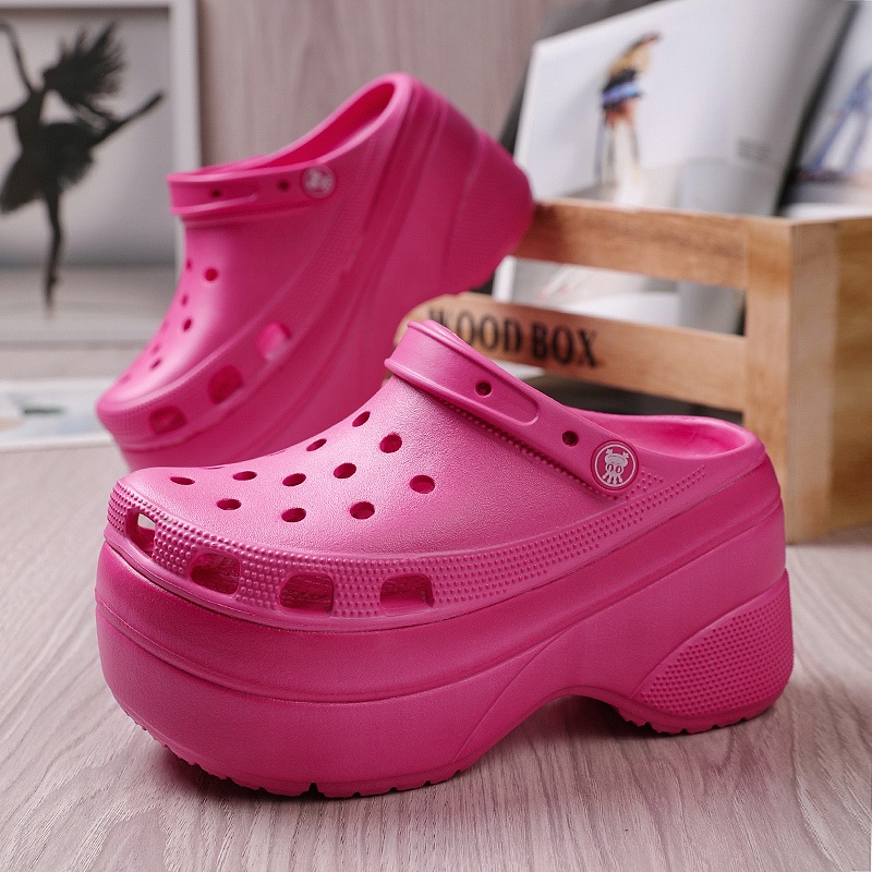 Plataforma Feminina Crocs Chinelos De Salto Alto Crock Casual Sandálias ...