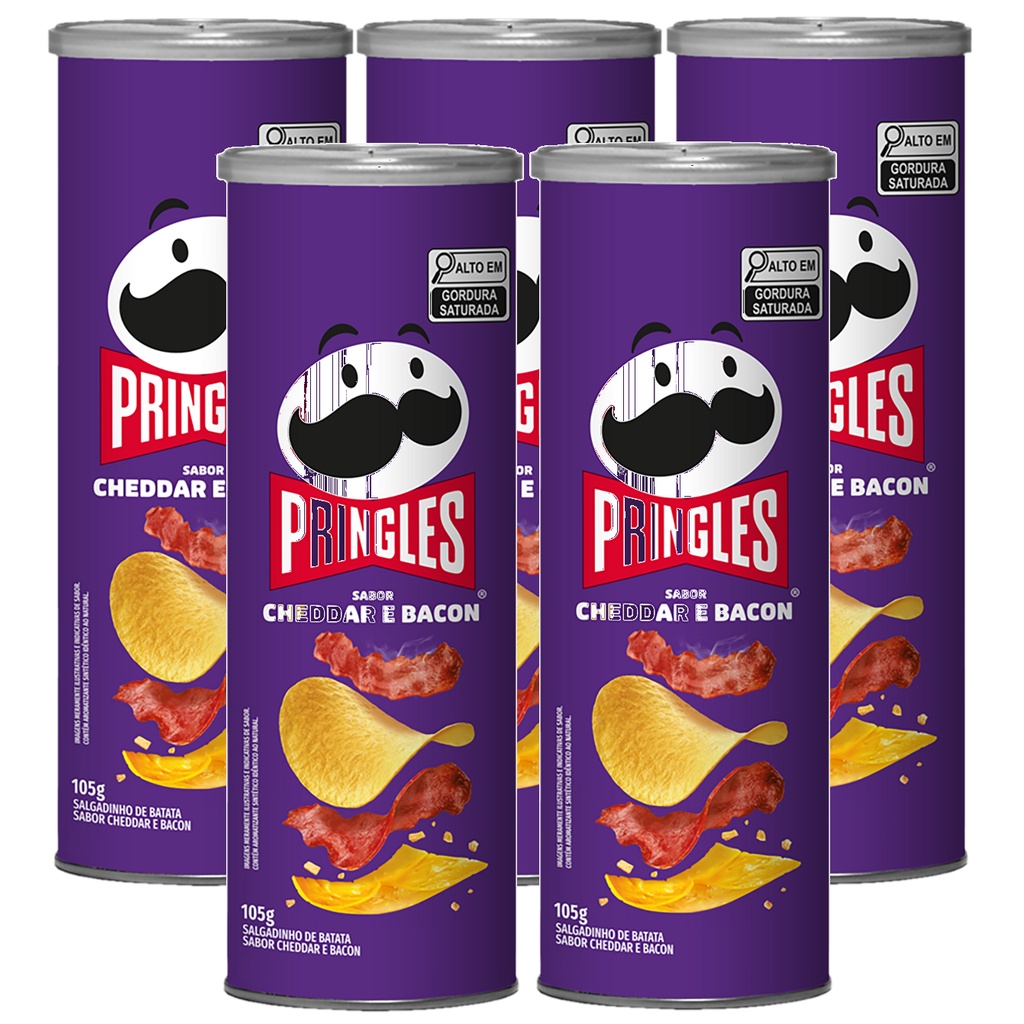 kit 5 Batata Pringles Sabor Cheddar e Bacon Kelloggs 105G | Shopee Brasil