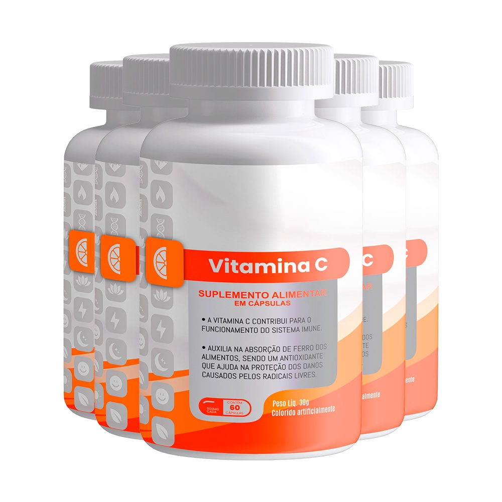 5 Unidades - Vitamina C Suplemento Alimentar - 60 Caps | Shopee Brasil
