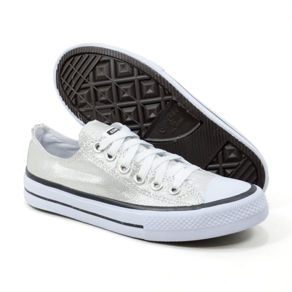 All Star CONVERSE Sapatilhas Cano Curtas Tradicionais-Prata-Envio ...