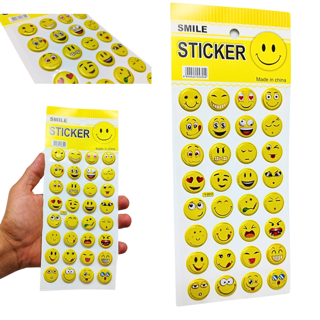 2 Adesivos sorriso Emoji símile sticker cartela Relevo Sortido Kit ...