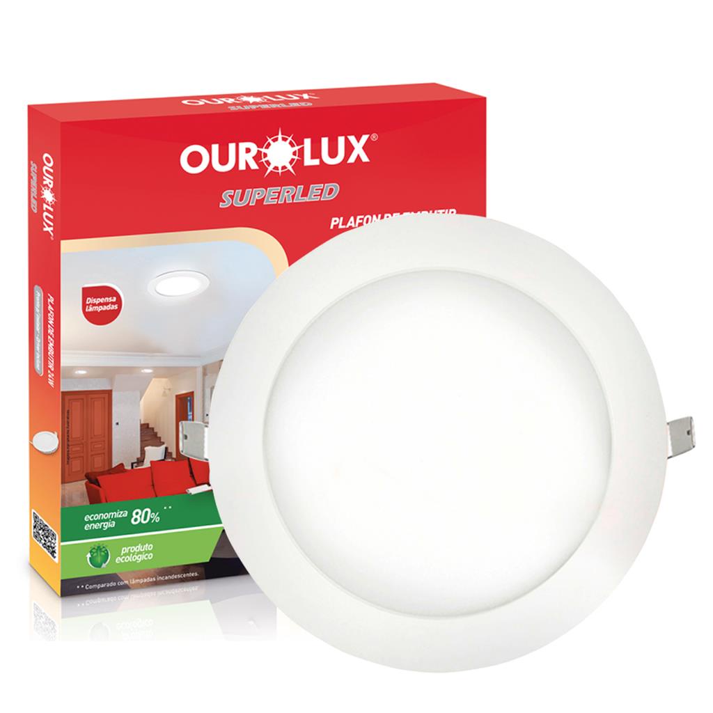 Kit 4 Plafons Led Embutir Redondo Branco 18W Bivolt Luz Neutra 4000K ...