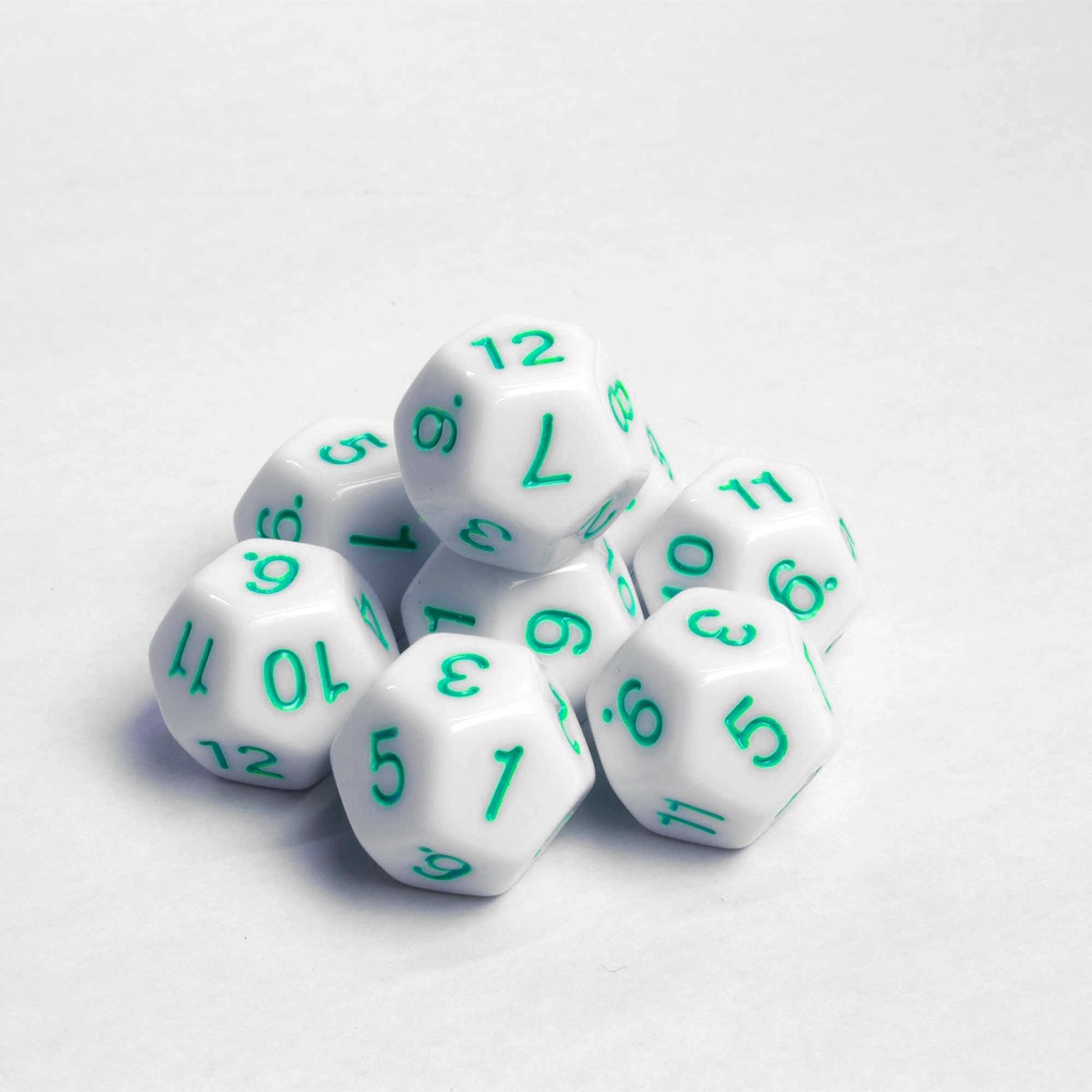 Dado de RPG - D12 White Opaque Teal Font - Doze Lados - Mercado RPG ...