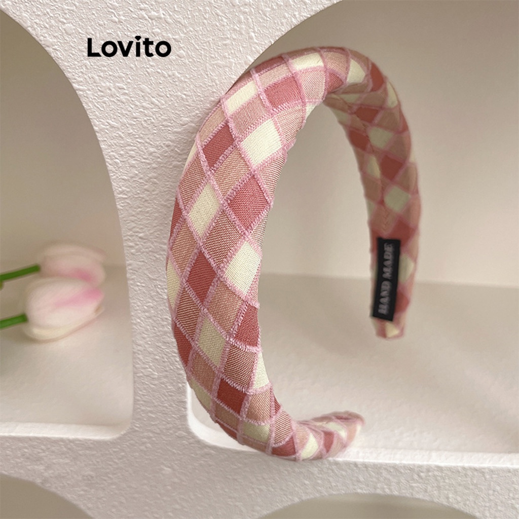 Lovito Tiara Casual Xadrez Colorblock Geométrica Borda Fina Estilo ...
