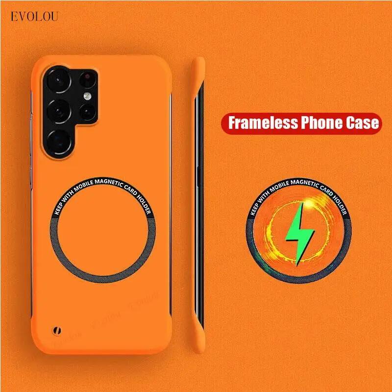 Para A Capa Magnética Sem Moldura Magsafe Samsung Galaxy S21 Ultra S20 Plus Dura-Thin Matte S21 ...